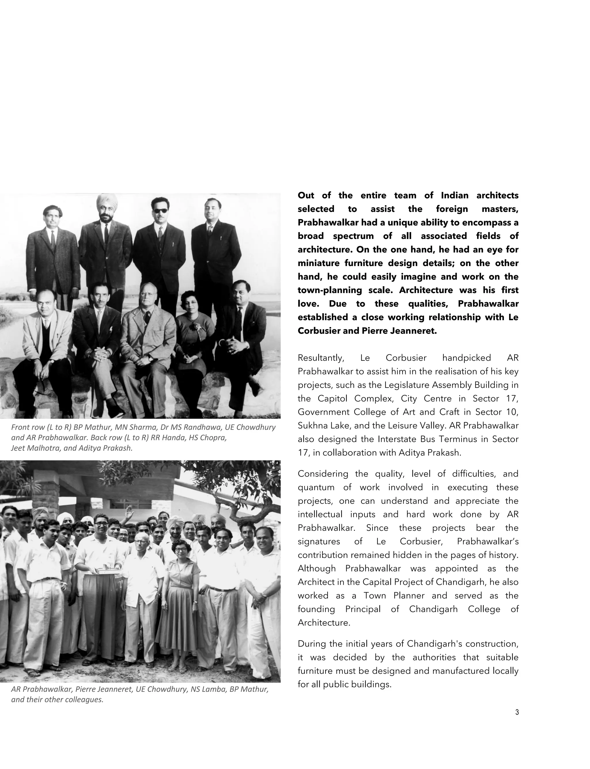 AR Prabhawalkar -Le Corbusier's Versatile Comrade & Founder Principal of Chandigarh College of ...