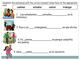 AR Present Tense WEB ppt of spanish verbs | PPTX