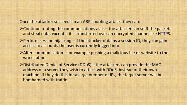 ARP Spoofing.pptx | Information and Network Security | Computing