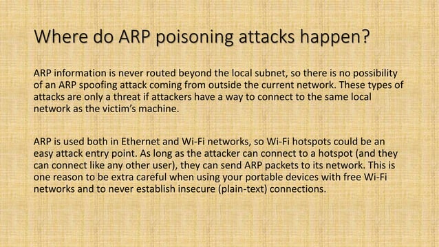ARP Spoofing.pptx | Information and Network Security | Computing