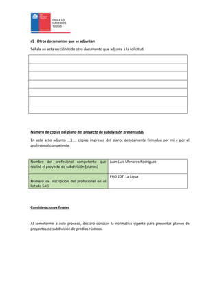 Arquitecto subdivisiones SAG Santiago Región Metropolitana | PDF