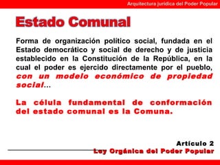 Arquitectura jurídica leyes del poder popular edificación del estado ...