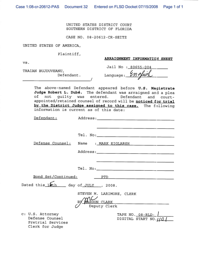 Arraignment information sheet | PDF