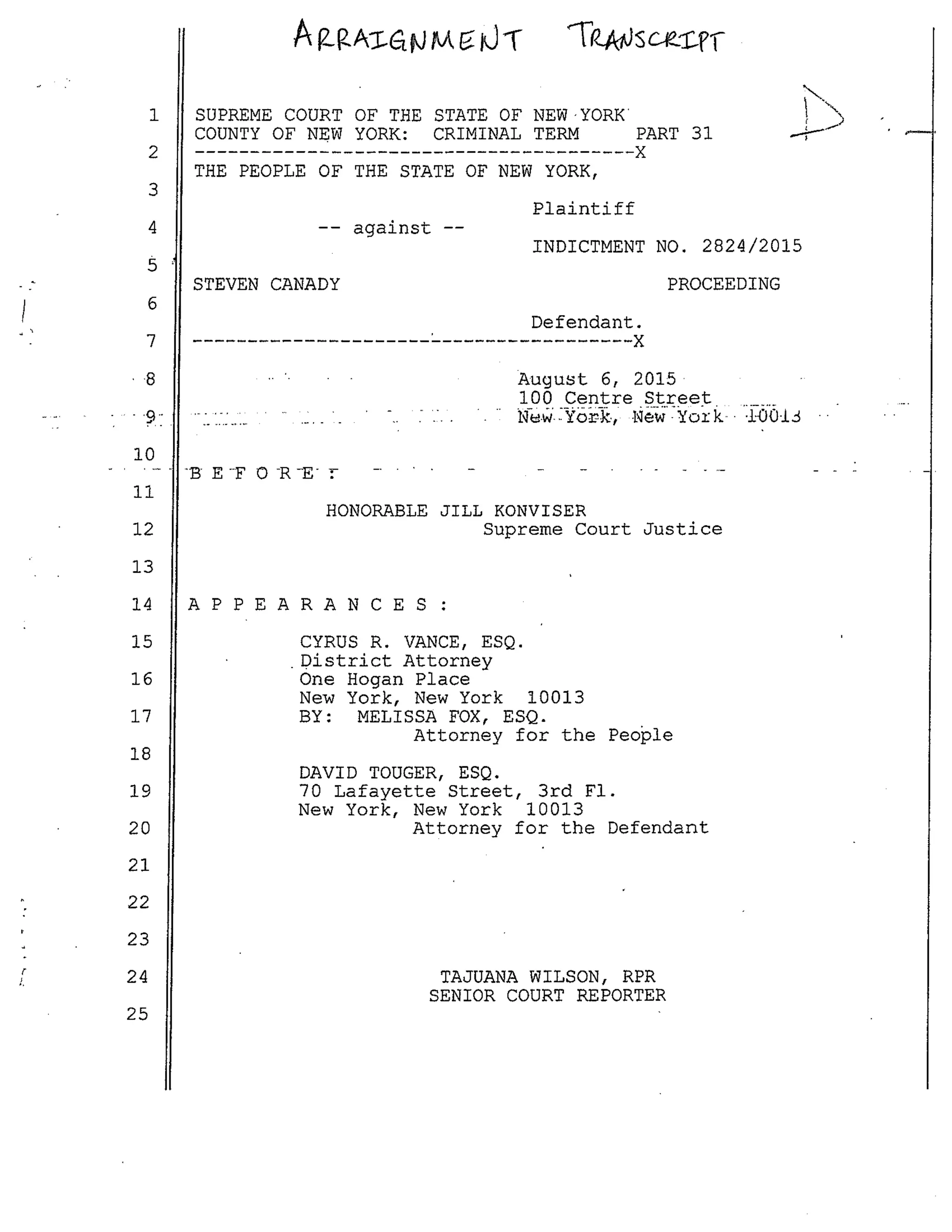 Arraignment transcript | PDF