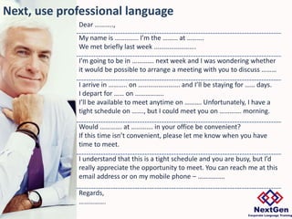 Use Professional Business English to Arrange a Meeting | PPTX