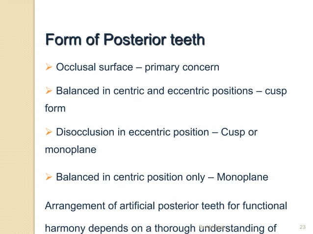 Arrangement of teeth in complete denture | PPTX