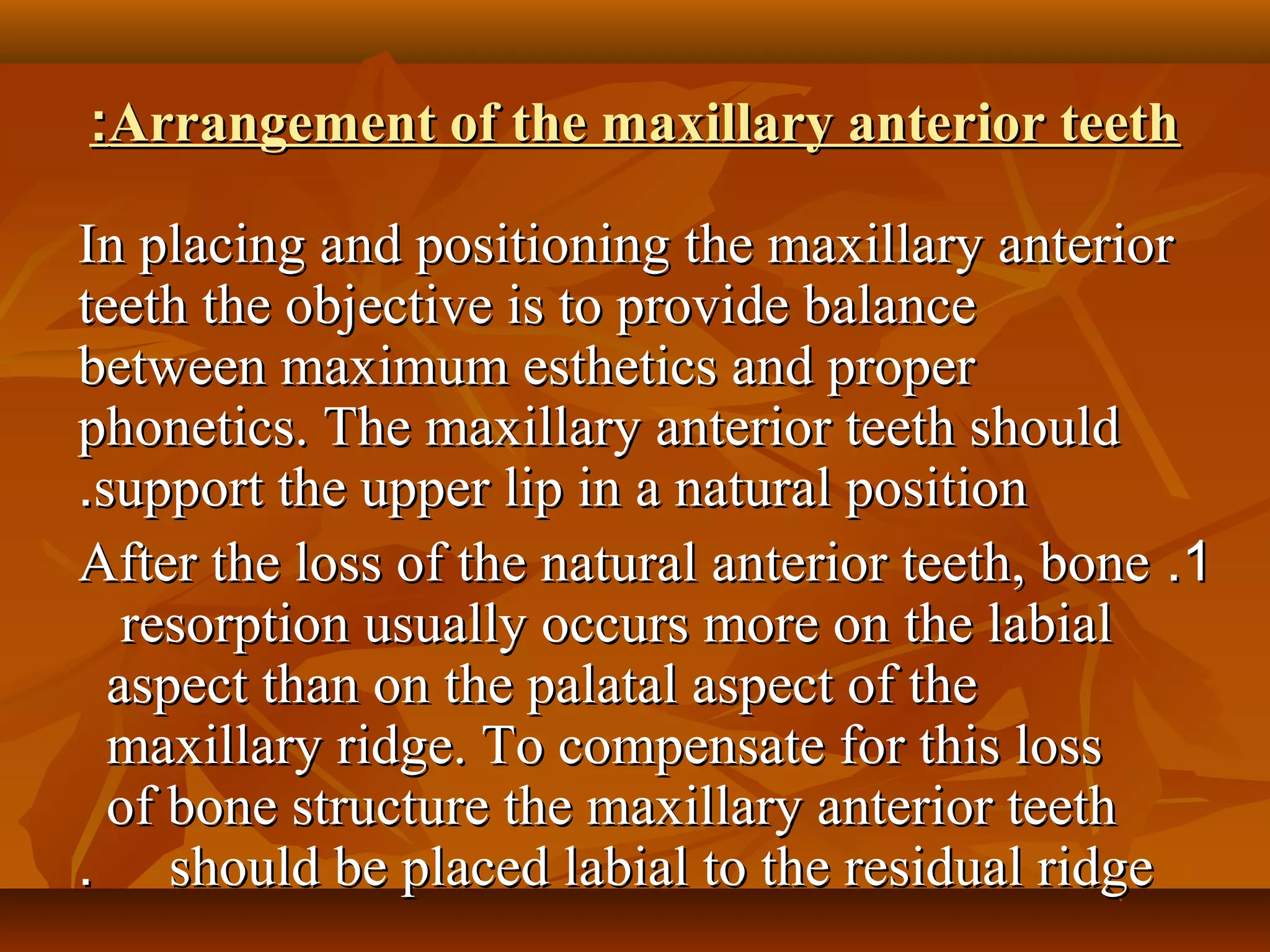 Arrangement of the anterior teeth1 | PPT