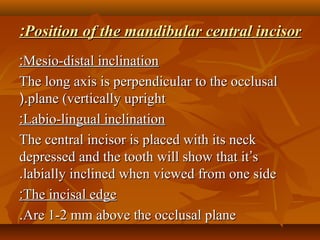 Arrangement of the anterior teeth1 | PPT