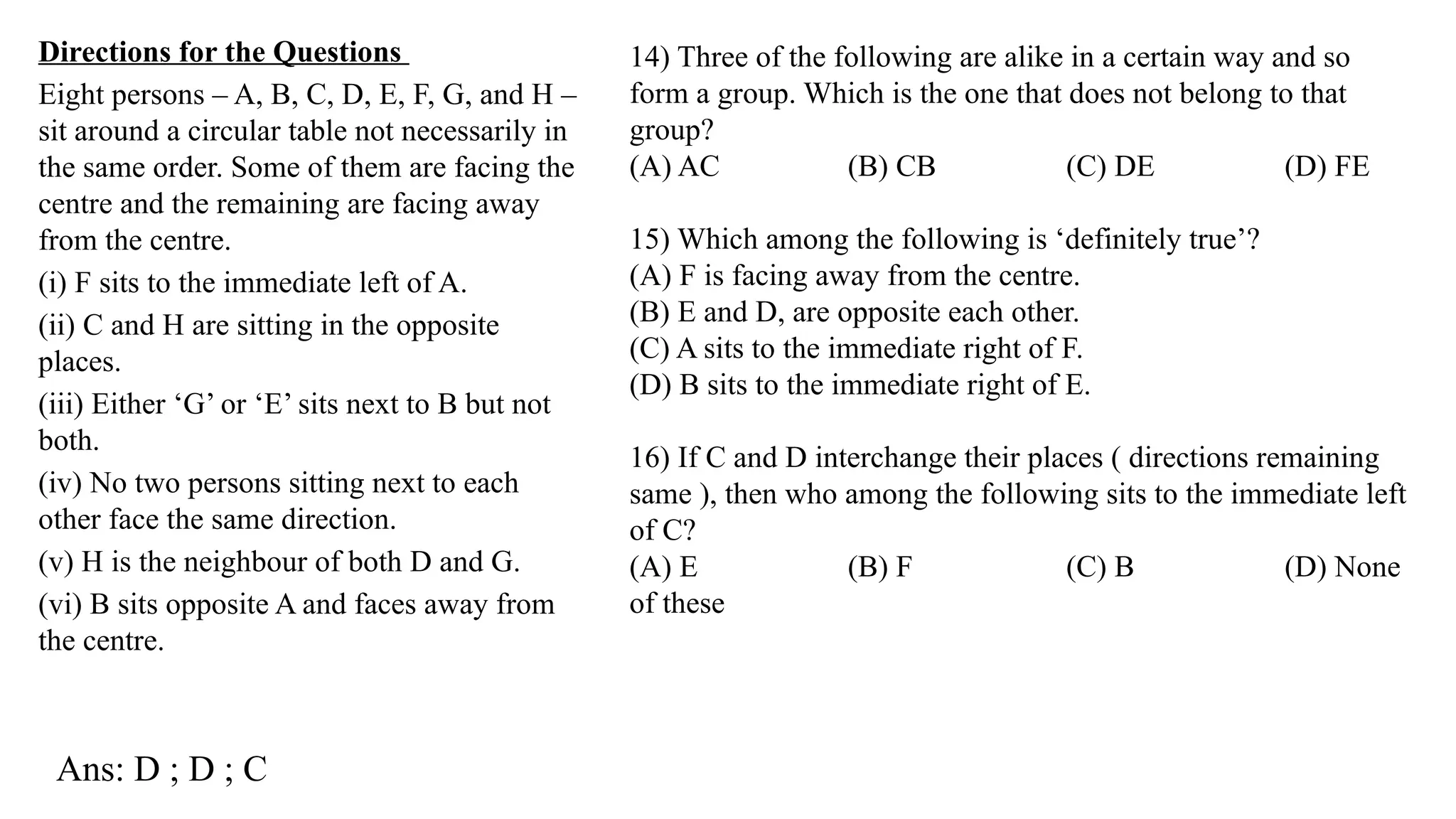 Seating arrangement of logical reasoning | PPTX