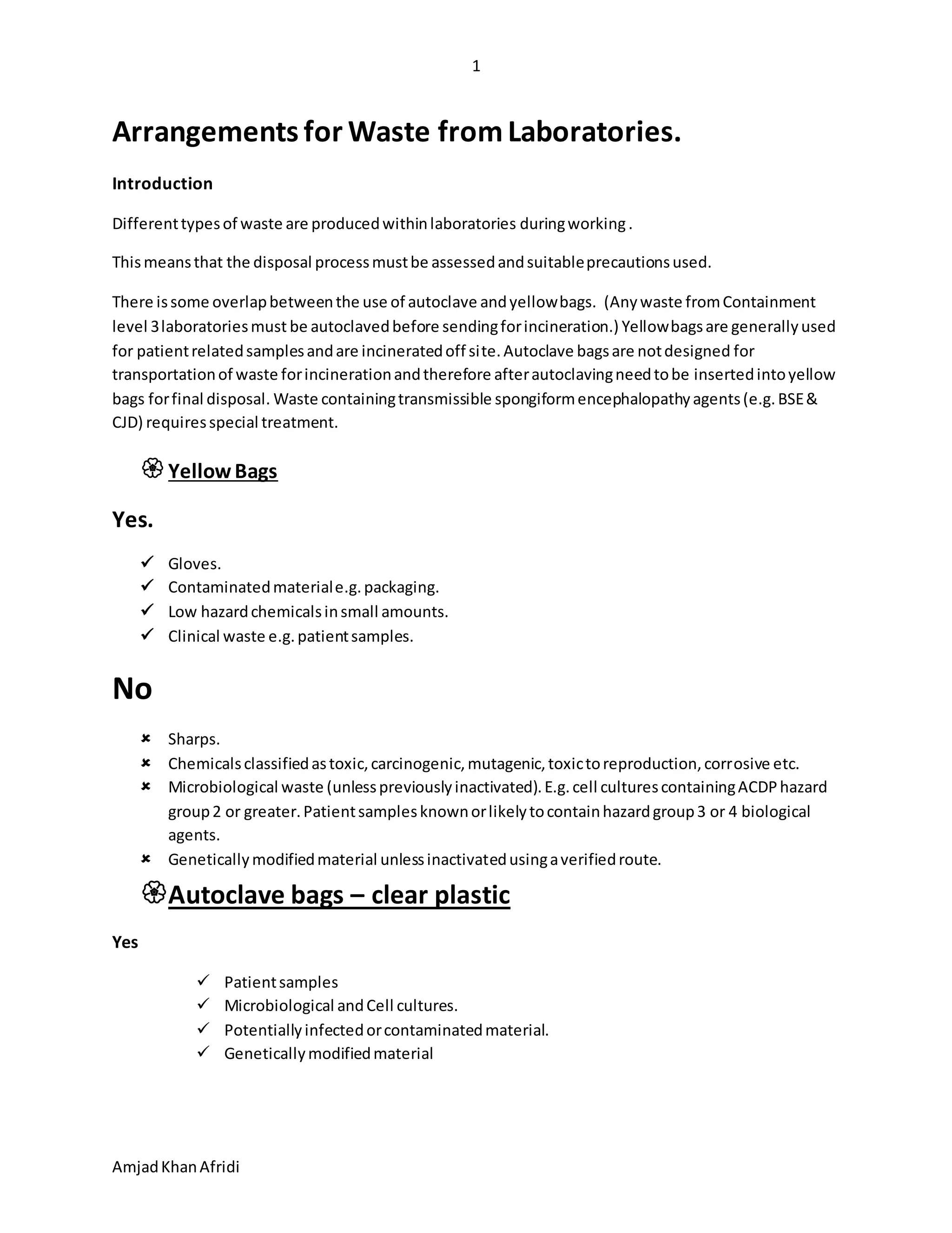 Disposal of laboratories waste | DOCX