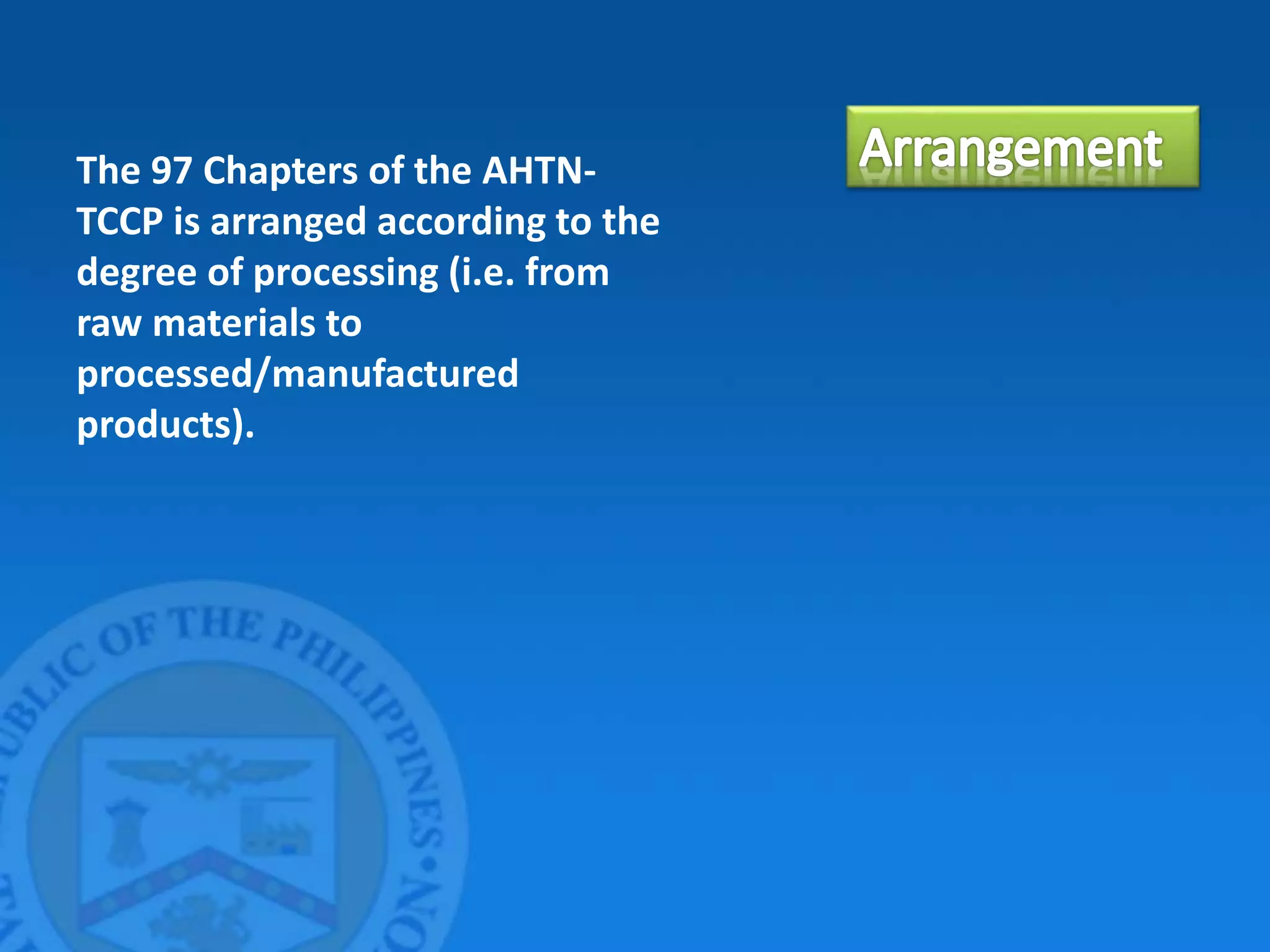 Arrangements tariff classification | PPT