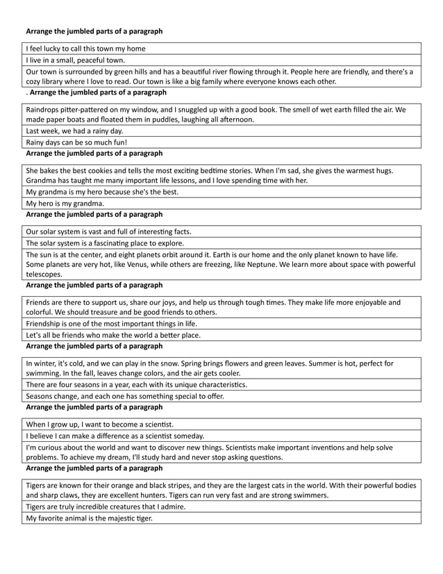 Arrange the jumbled parts of a paragraph.docx