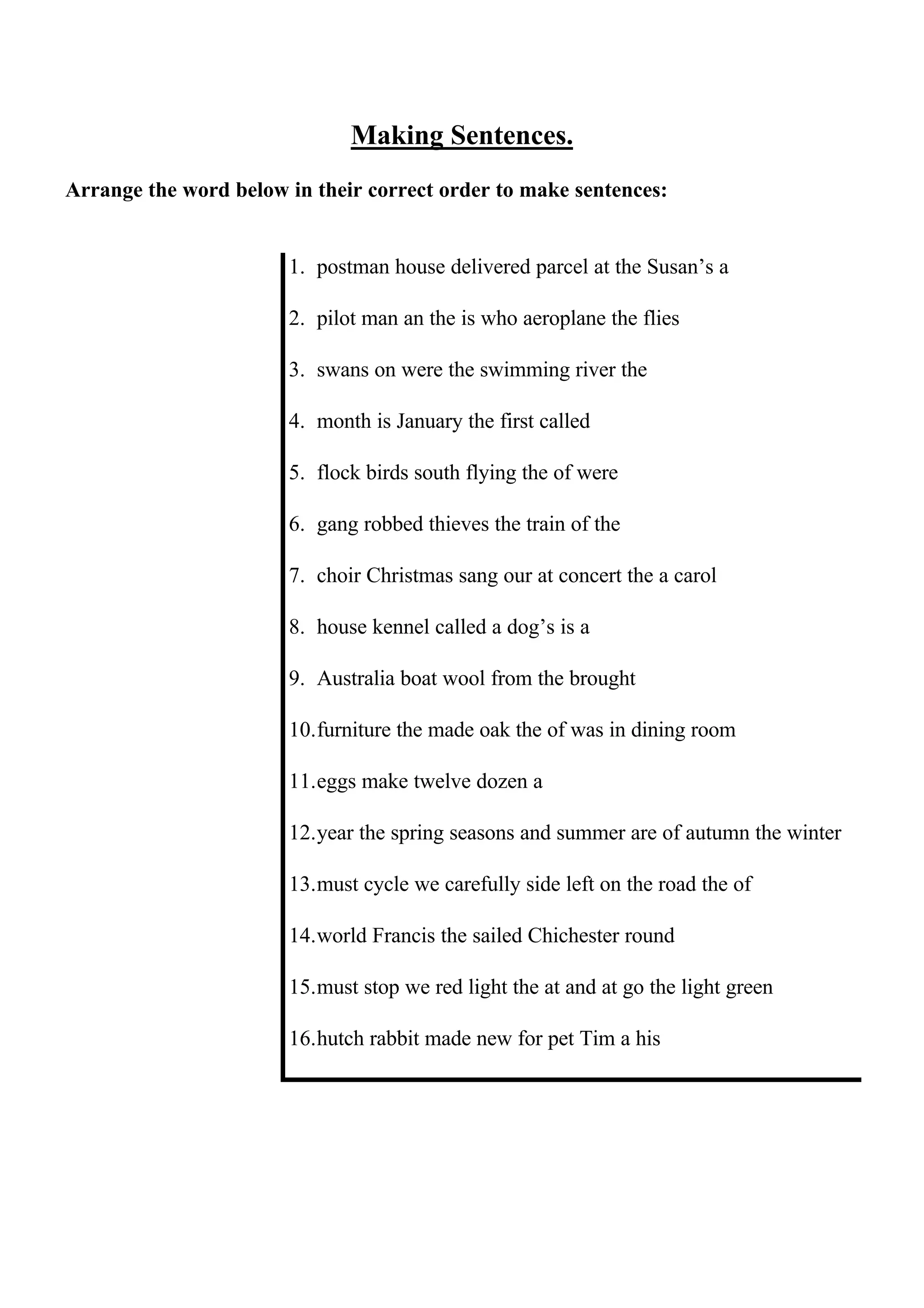 Arrange the jumbled sentences | PDF