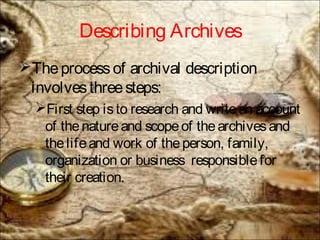 Arranging and Describing Archives | PPT