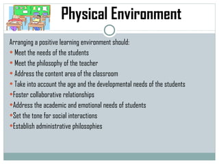Arranging the Learning Environment | PPT