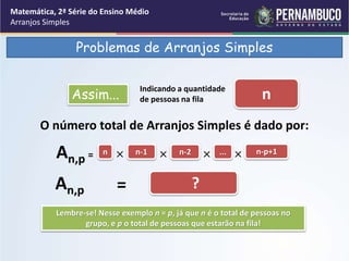 Arranjos simples e combinação aula completa | PPT