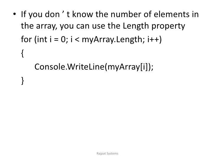 Array in C# 3.5