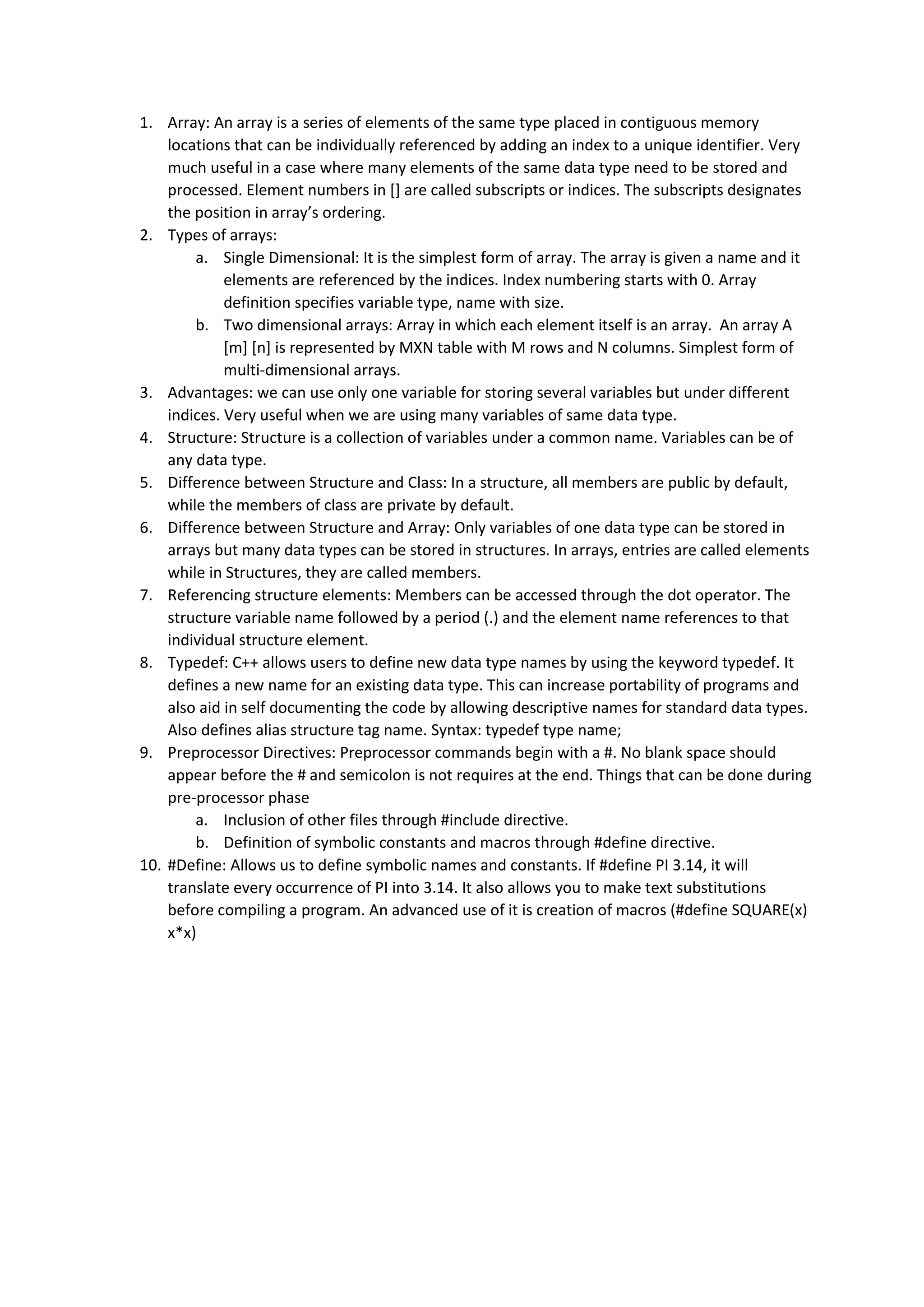 Arrayclass11cbsenotes Pdf