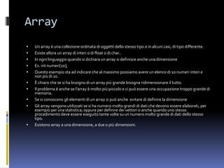 Array | PPSX | Programming Languages | Computing