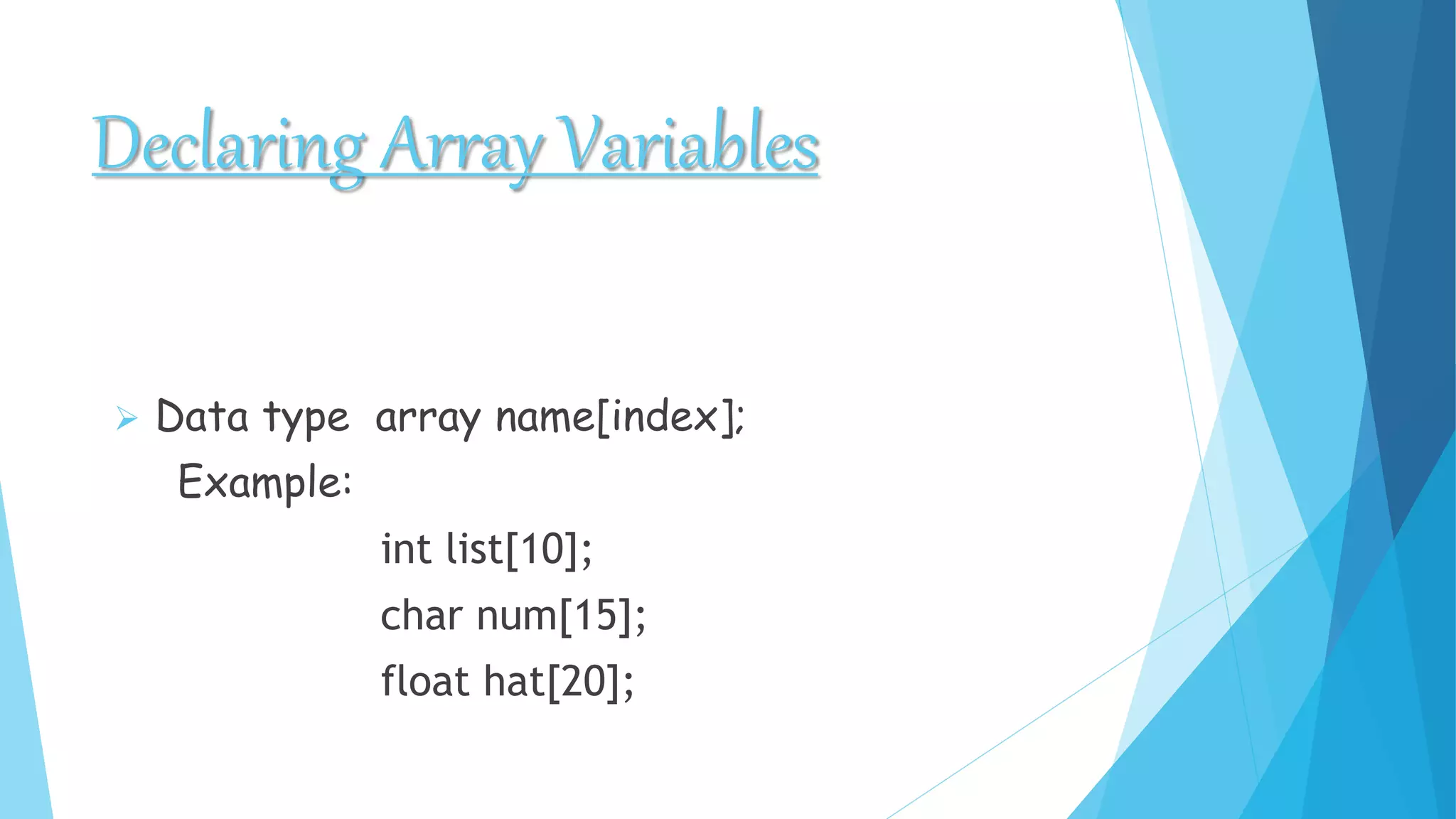 Concept Of Array 1d And 2d Array Ppt