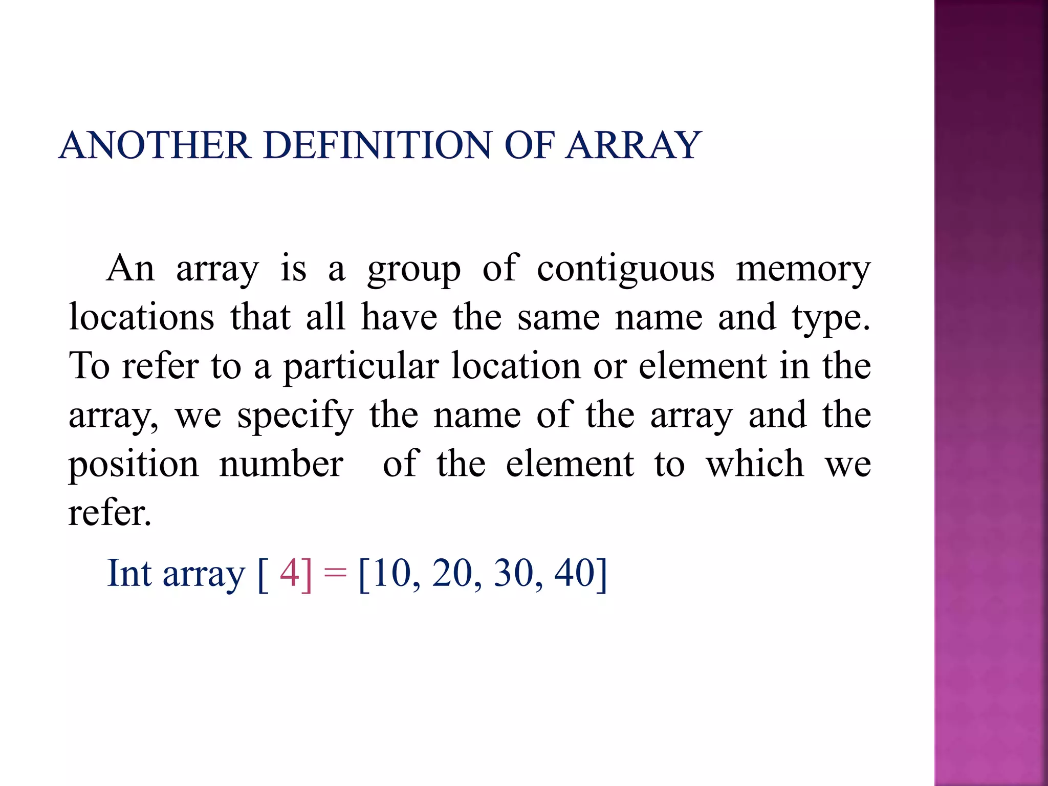 A wonderful tutorial about an Array | PPTX