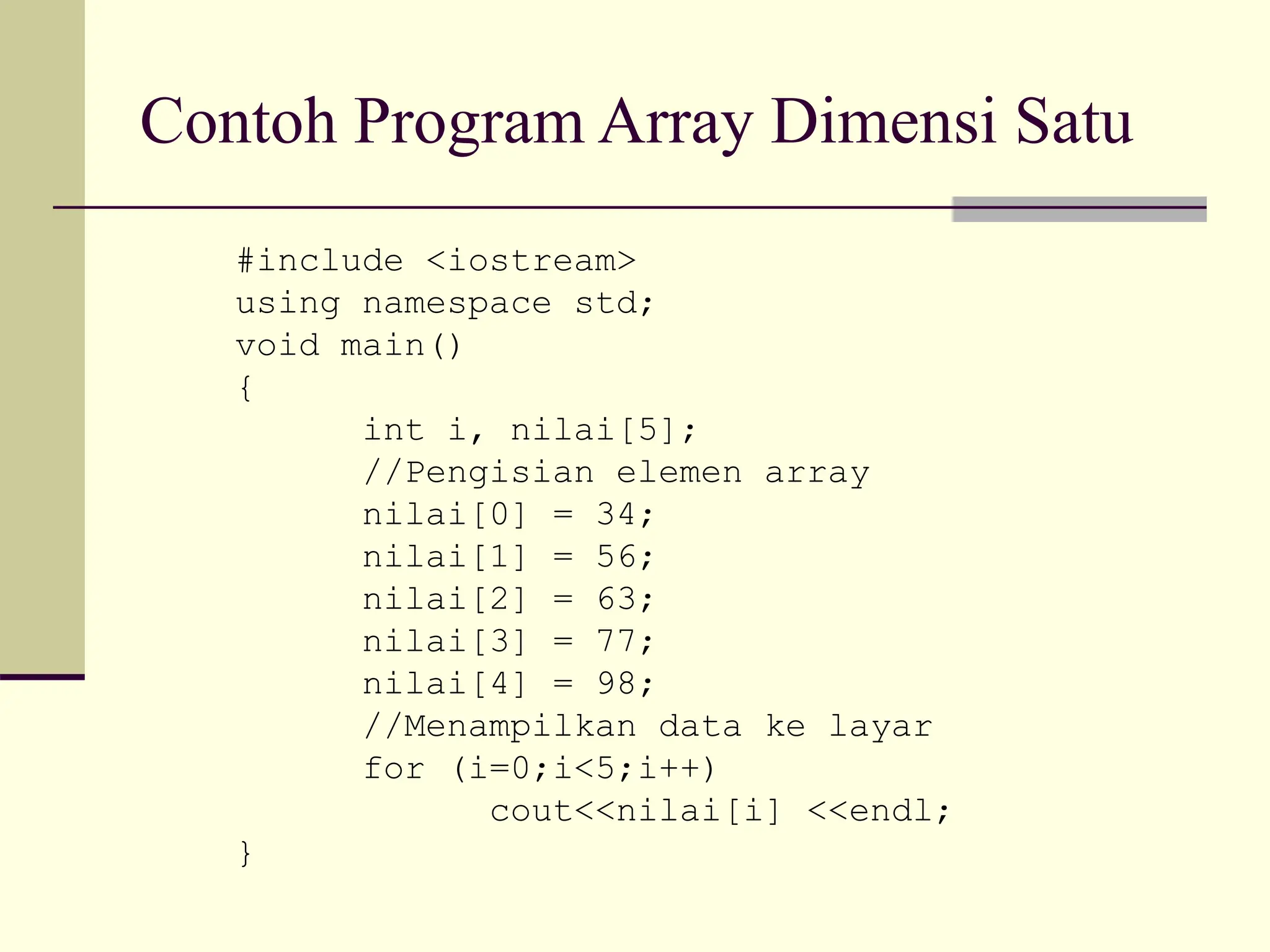 Konsep Array Dan Implementasi Dalam Bahasa Pemrograman C Ppt