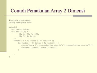 Konsep Array dan Implementasi dalam Bahasa Pemrograman C++ | PPT