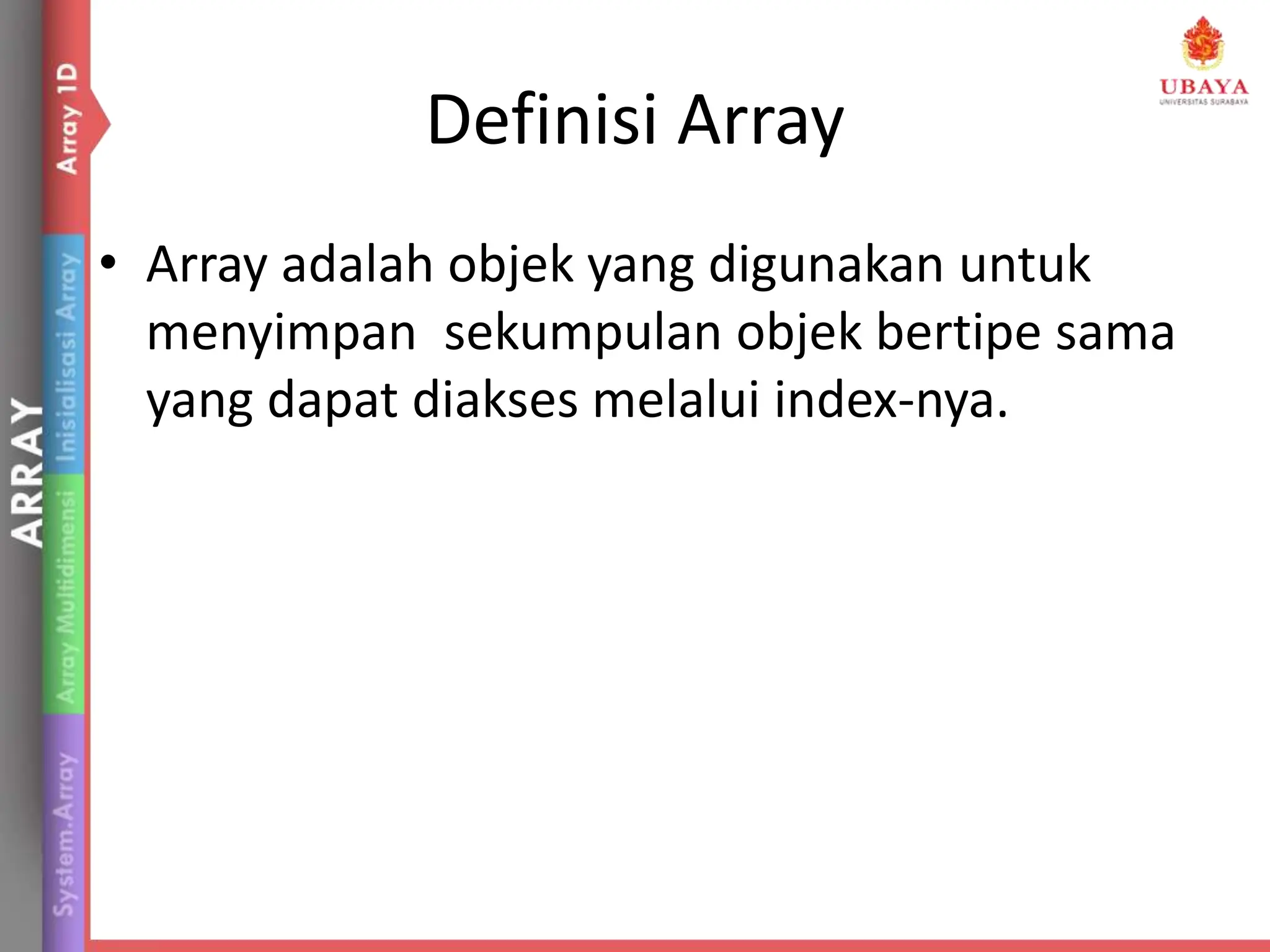 Slide Array Untuk jurusan teknik informatika | PPT