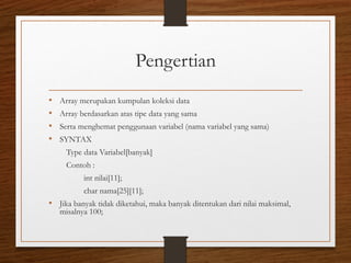 array mata pelajar infomatika kelas 10 dengan array | PPT