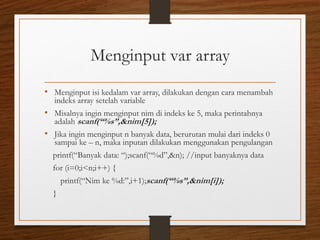array mata pelajar infomatika kelas 10 dengan array | PPT