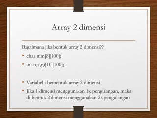 array mata pelajar infomatika kelas 10 dengan array | PPT