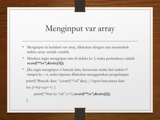 Pengantar Array satu dimensi. Pengenalan array | PPT