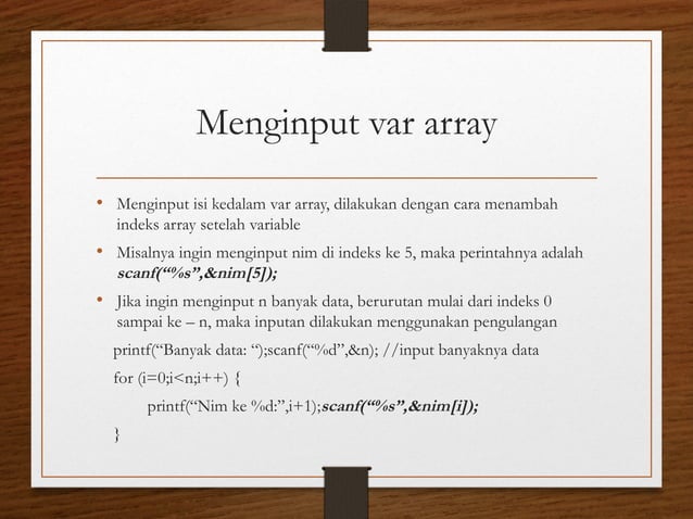 Pengantar Array satu dimensi. Pengenalan array | PPT
