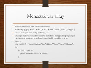 Pengantar Array satu dimensi. Pengenalan array | PPT