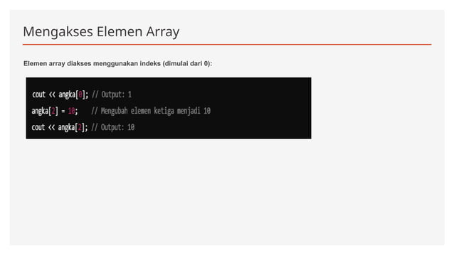 materi Deklarasi dan Penggunaan array demisi | PPT