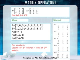 Matrices, Arrays and Vectors in MATLAB | PDF | Physics | Science