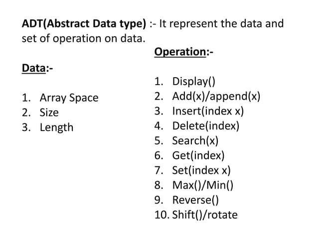 Array ADT(Abstract Data Type)|Data Structure | PPTX