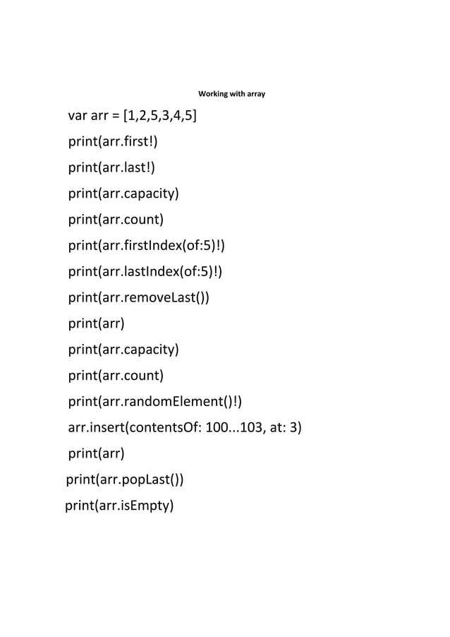 Array and its functionsI SWIFT | PDF