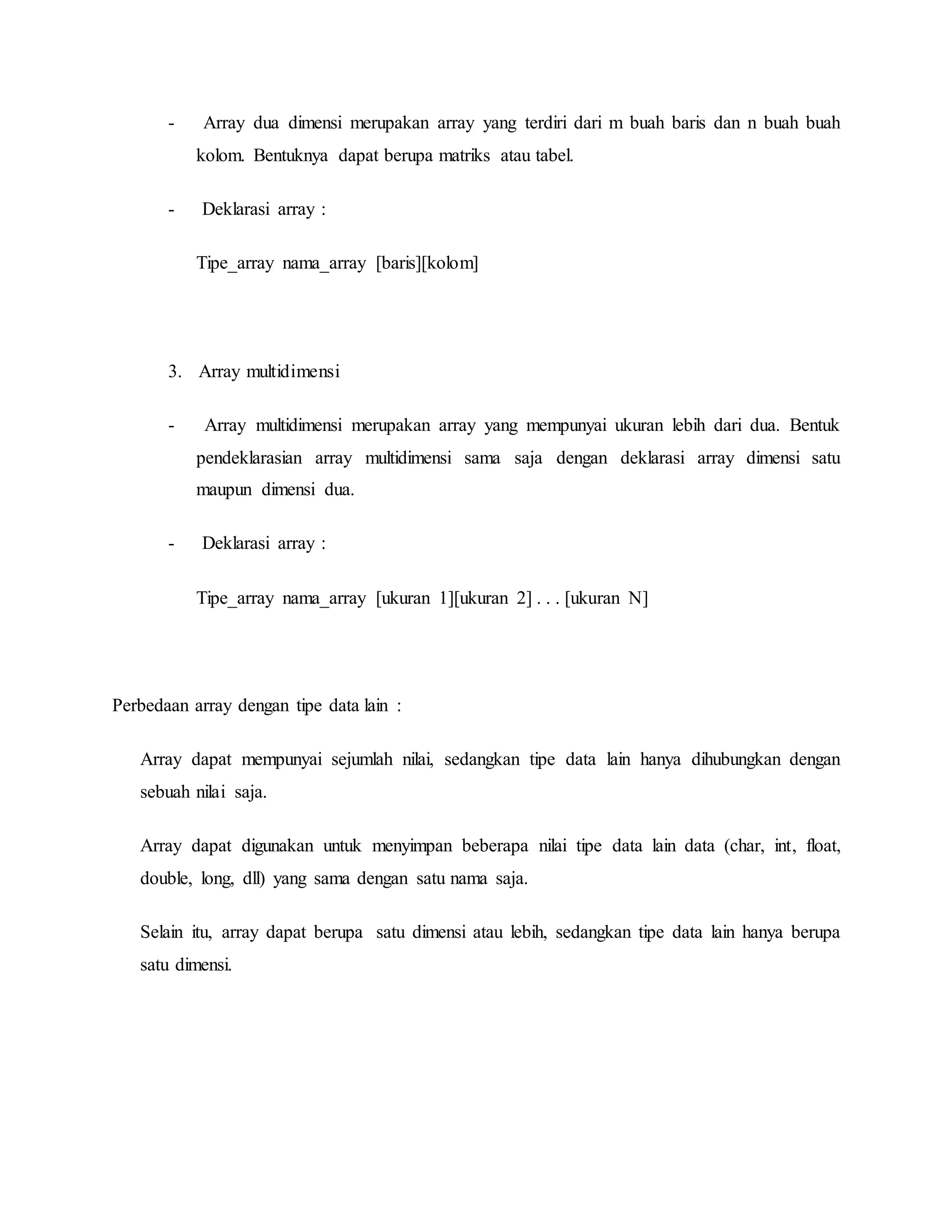 Array dalam bahasa c | DOCX