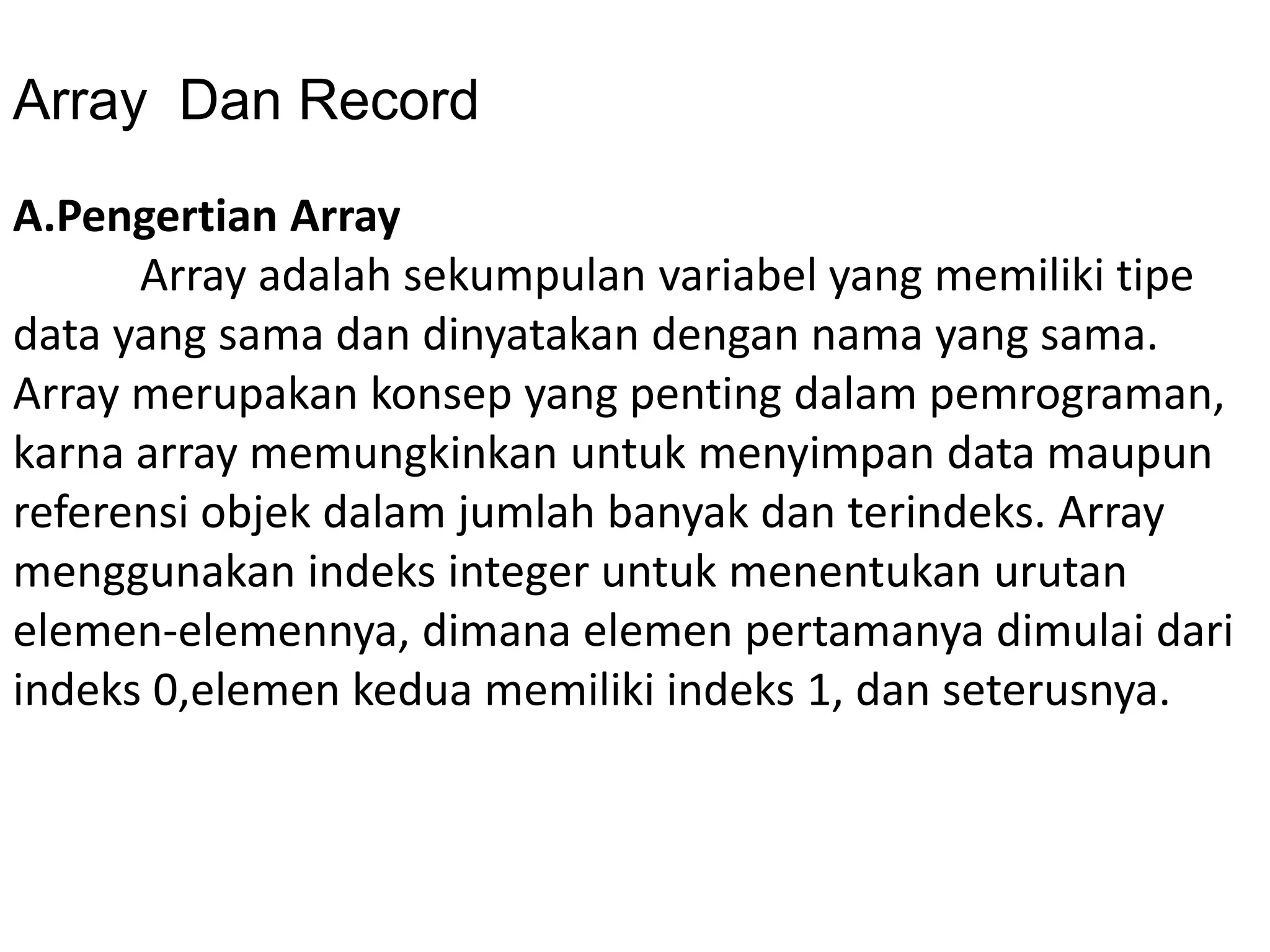Array dan record | PPTX