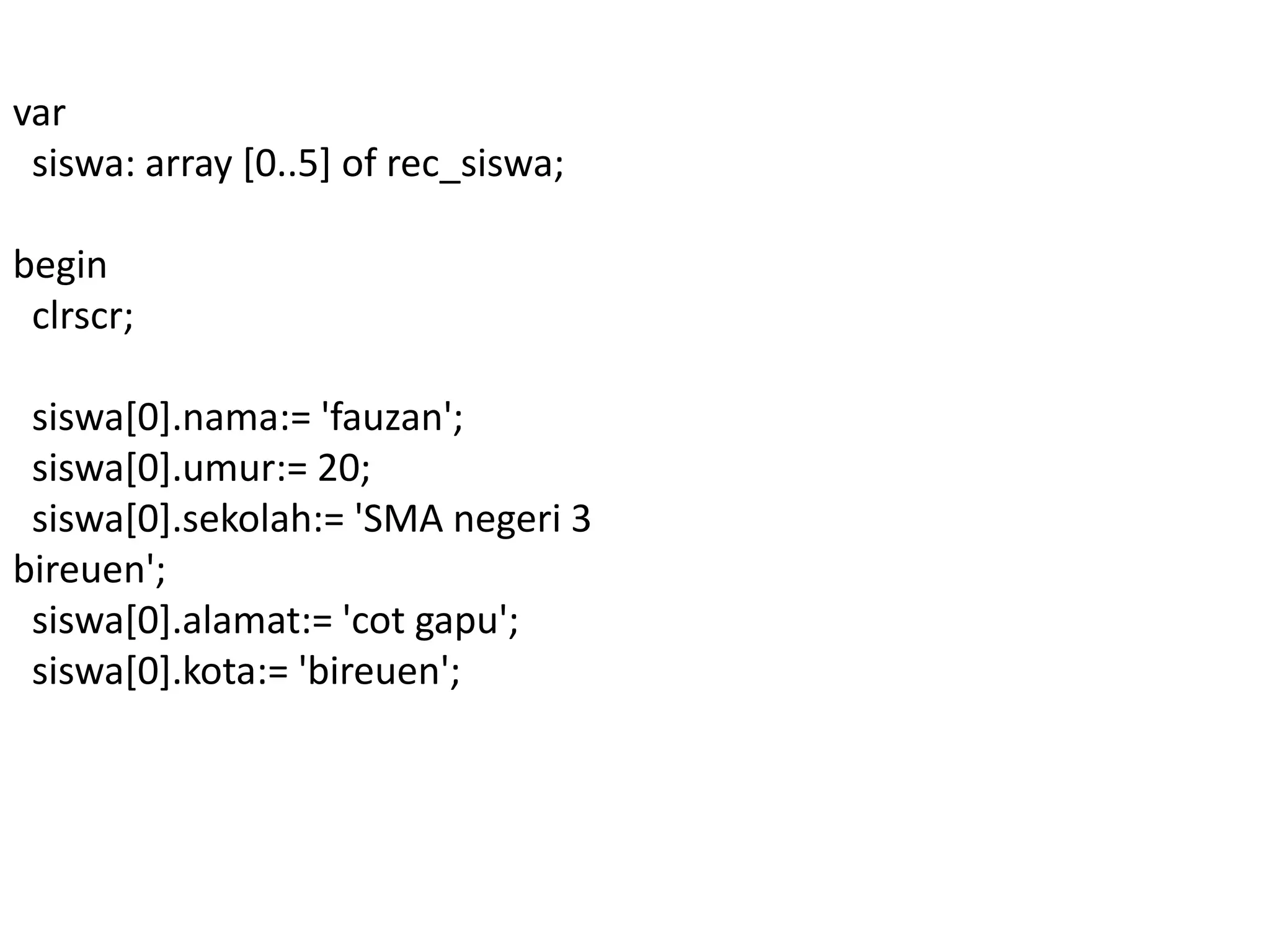 Array dan record | PPTX