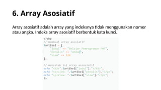 Materi array pada bahasa pemrograman PHP | PPT