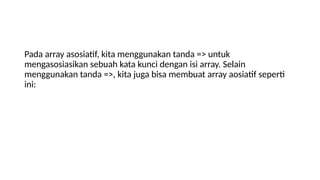 Materi array pada bahasa pemrograman PHP | PPT