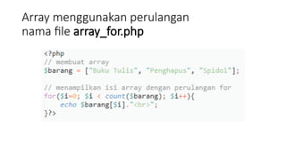 Materi array pada bahasa pemrograman PHP | PPT