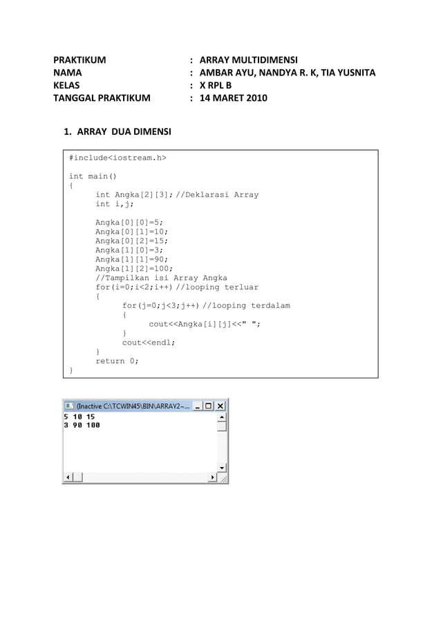 Array Dua Dimensi | PDF