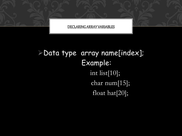 Array In C Language Ppt 