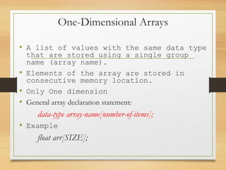 One Dimensional Array | PPT