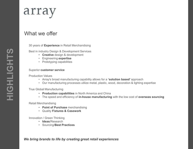 Retail Merchandising & Fixturing - Global Partner - Array Marketing | PPTX