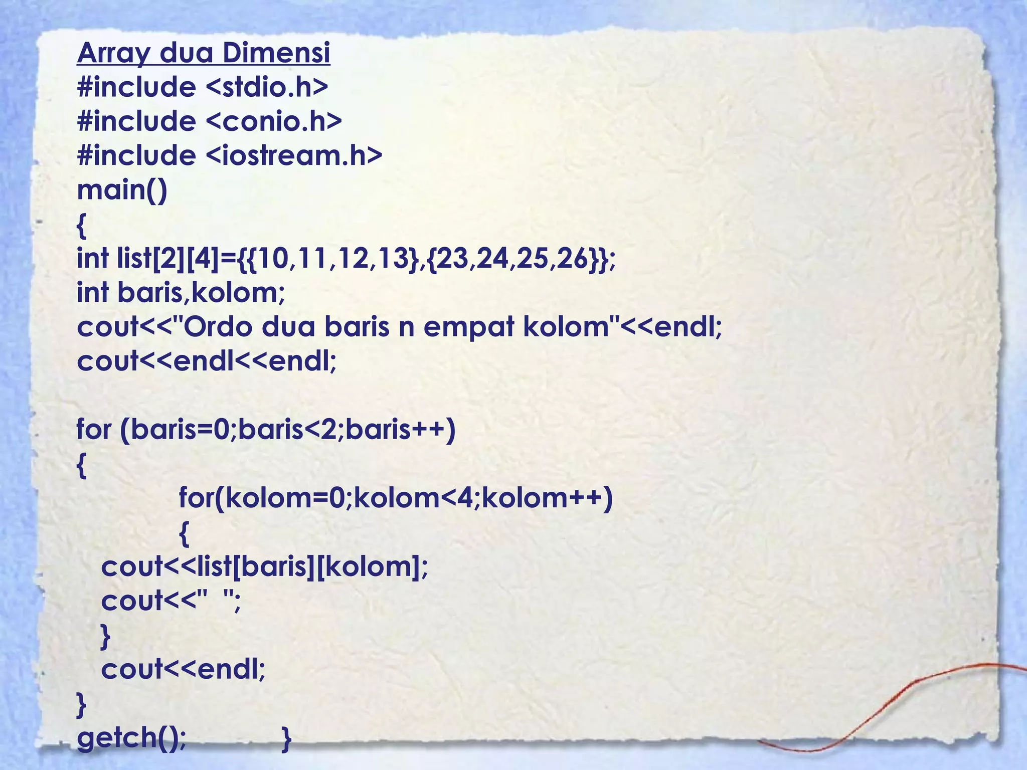 Penggunaan Array Satu Dimensi & Dua Dimensi | PPT