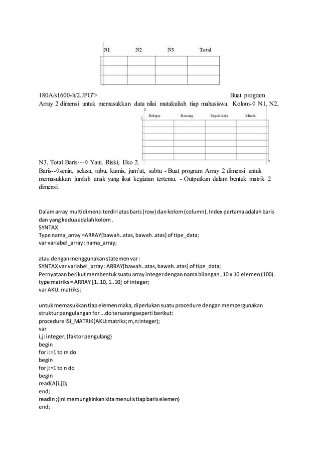 Array multi dimensi | PDF